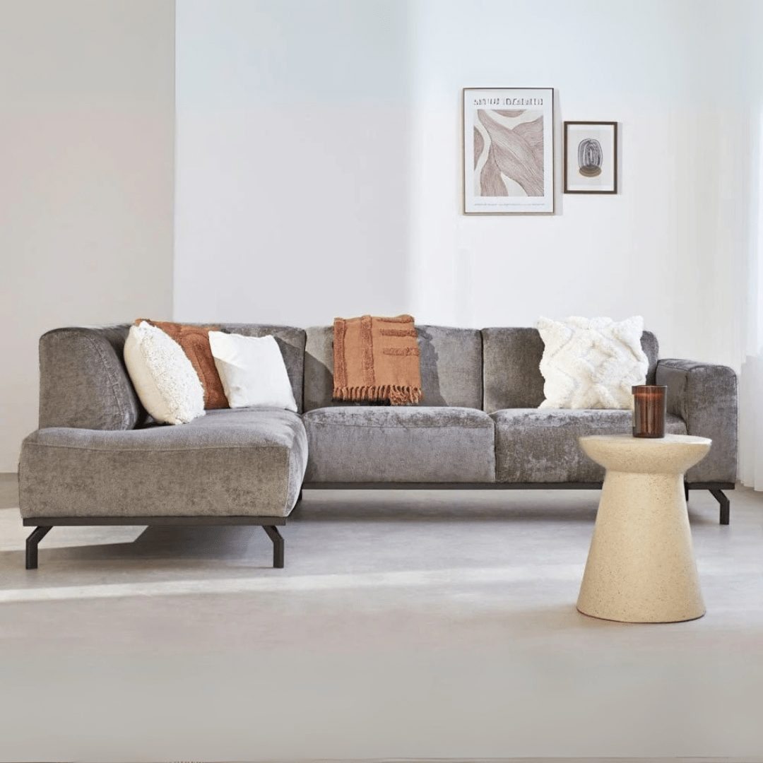 Corner sofa Chloe taupe fabric left | Dimehouse