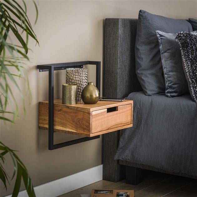 Floating Naomi Bedside Table | Acacia Wood | Dimehouse