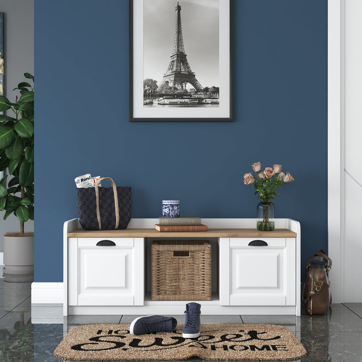 Shoe Cabinet Samos White Walnut Melamine | Dimehouse