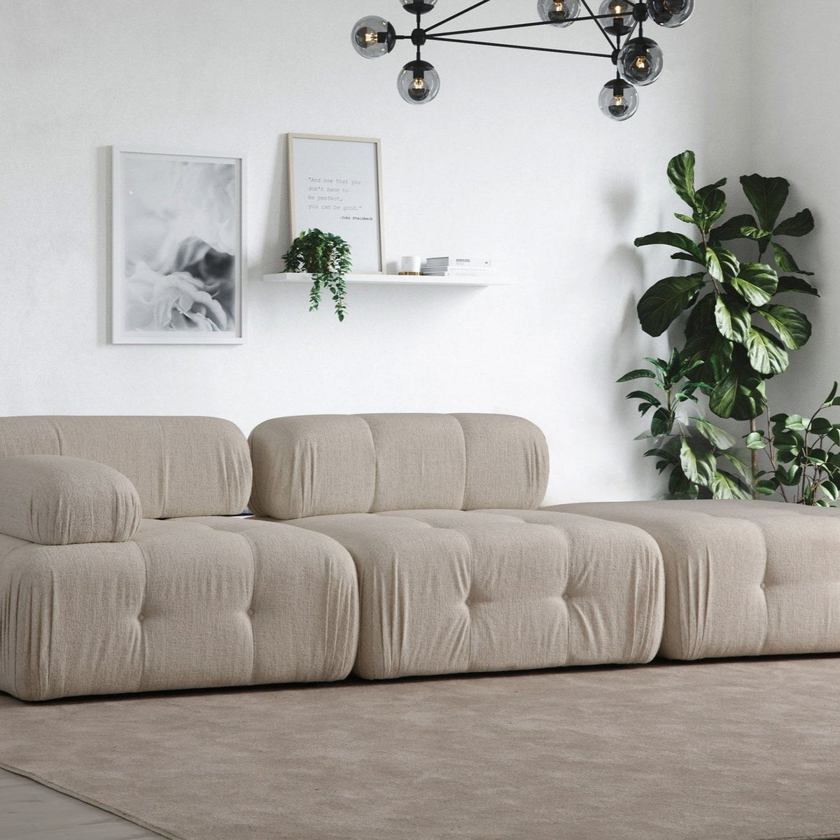 Modular Bank 2-seater with Hocker Doblo Light Beige – Dimehouse