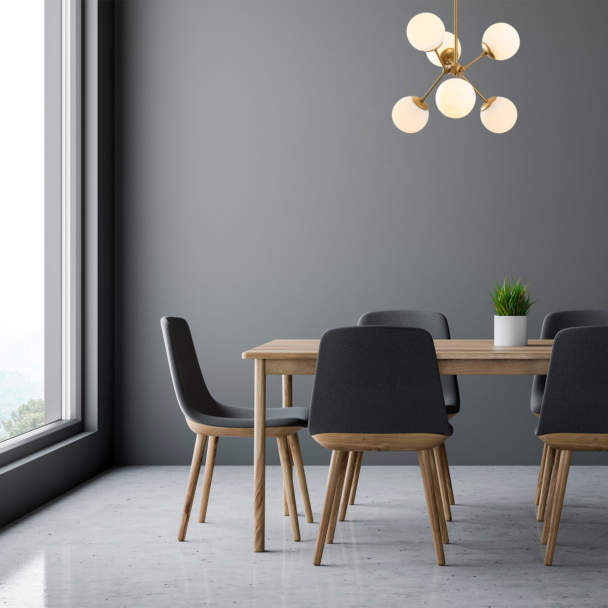 6-light Gold Glass Sereno Pendant Lamp | Dimehouse