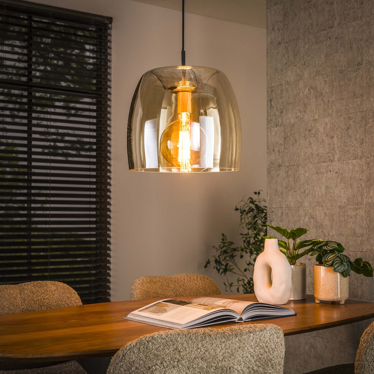 Hanging Lamp Dain 1-Light Amber Colored Glass | Dimehouse