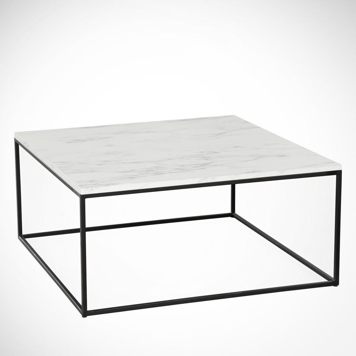 Square Coffee Table 75x75 cm Pola - White Marble Look Melamine – Dimehouse