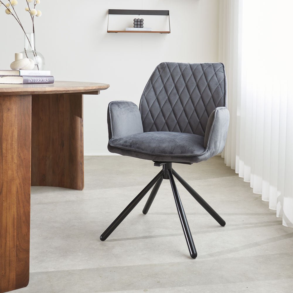 Novan Dining Chair Velvet Anthracite – Dimehouse