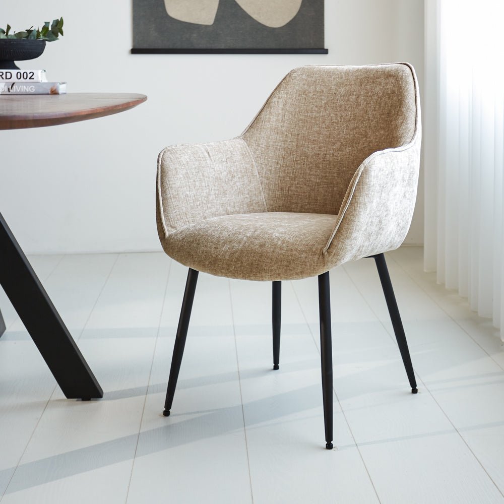 Dining Chair Beige Sev | Chenille Fabric | Dimehouse