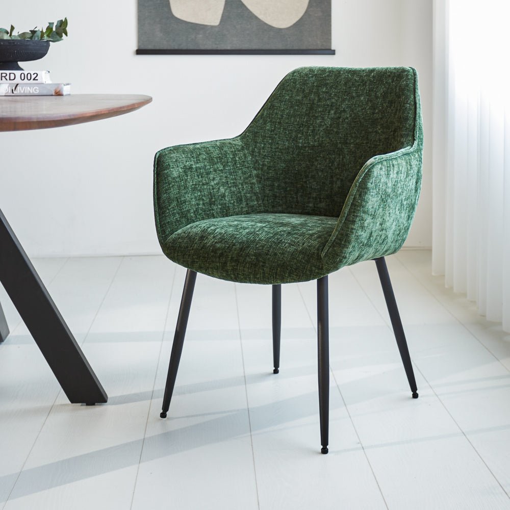 Dining Chair Green Sev | Chenille Fabric | Dimehouse
