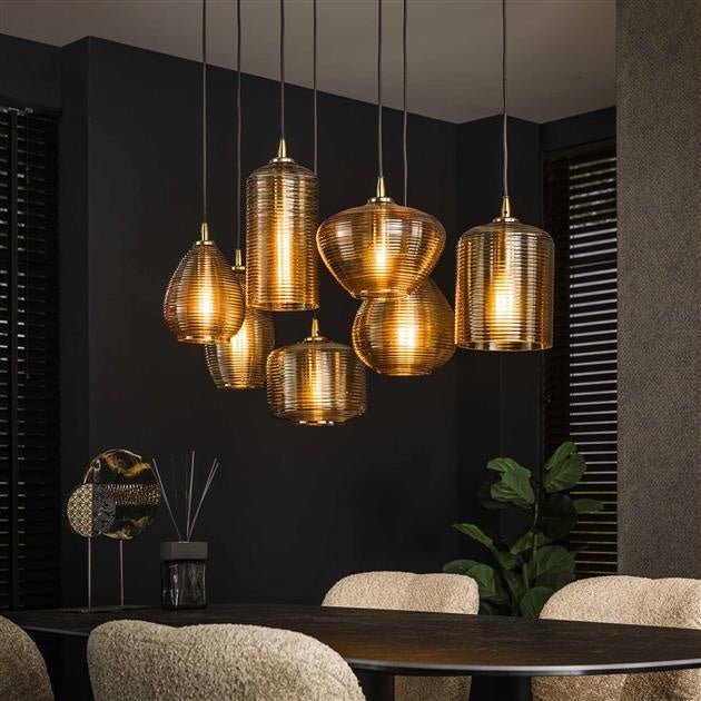 Pendant Lamp Faye 7-Light Amber Glass | Dimehouse